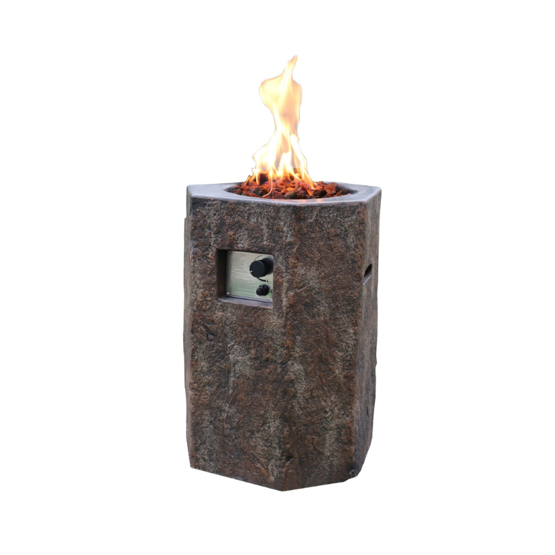 Elementi Modeno Basalt Column Fire Pit Table - Modern Wicker